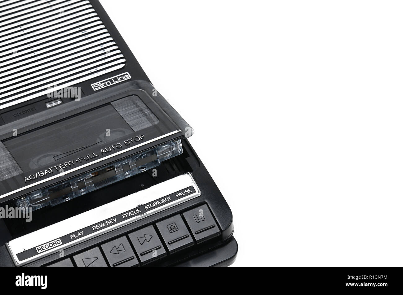 Cassette tape recorder for recording and playing audio cassettes on an ...