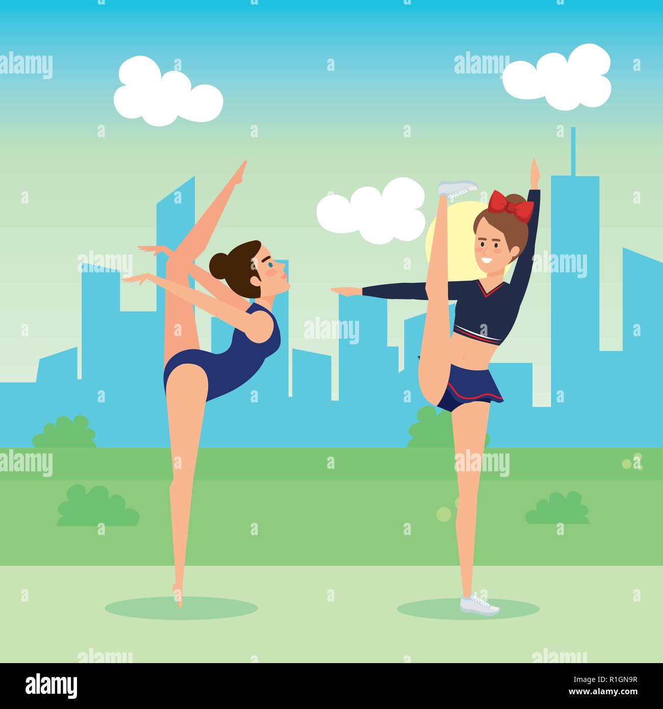Ladies dancing cartoon hi-res stock photography and images - Alamy