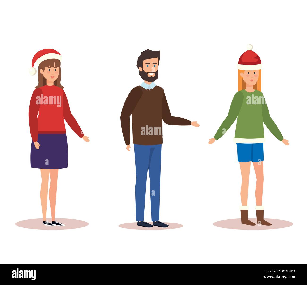 Happy family winter clothes Stock Vector Images - Alamy