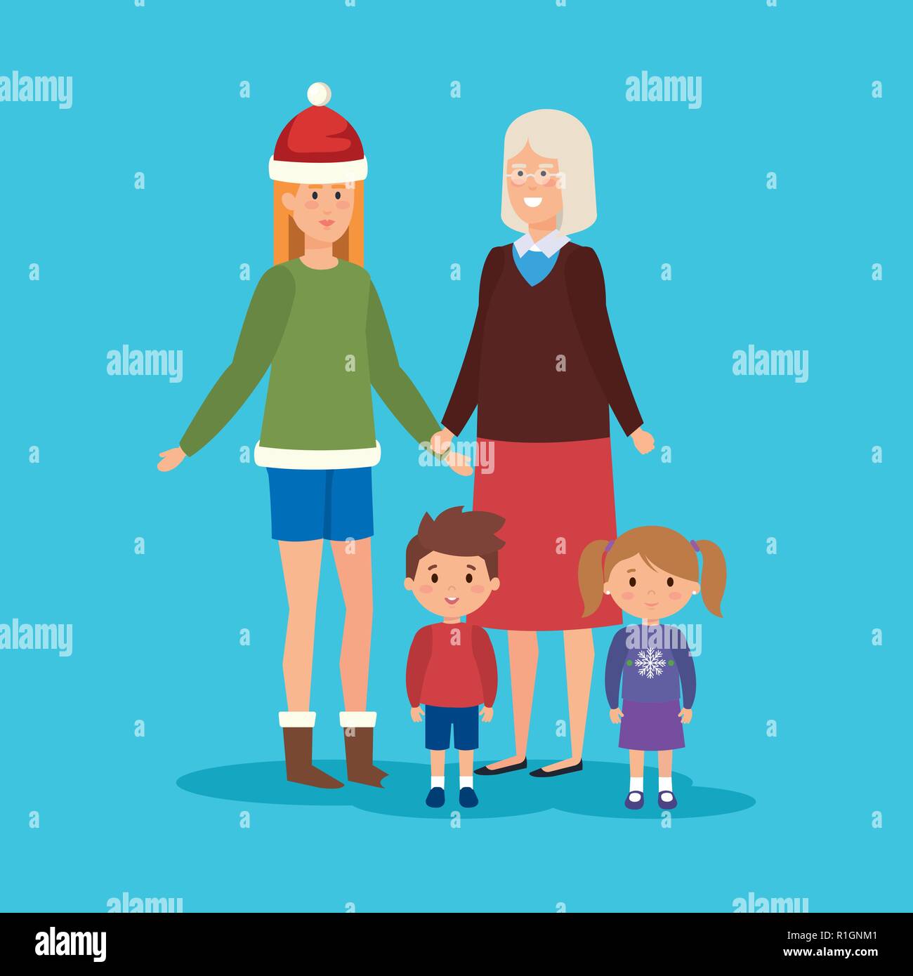 Family enjoying the winter Stock Vector Images - Alamy