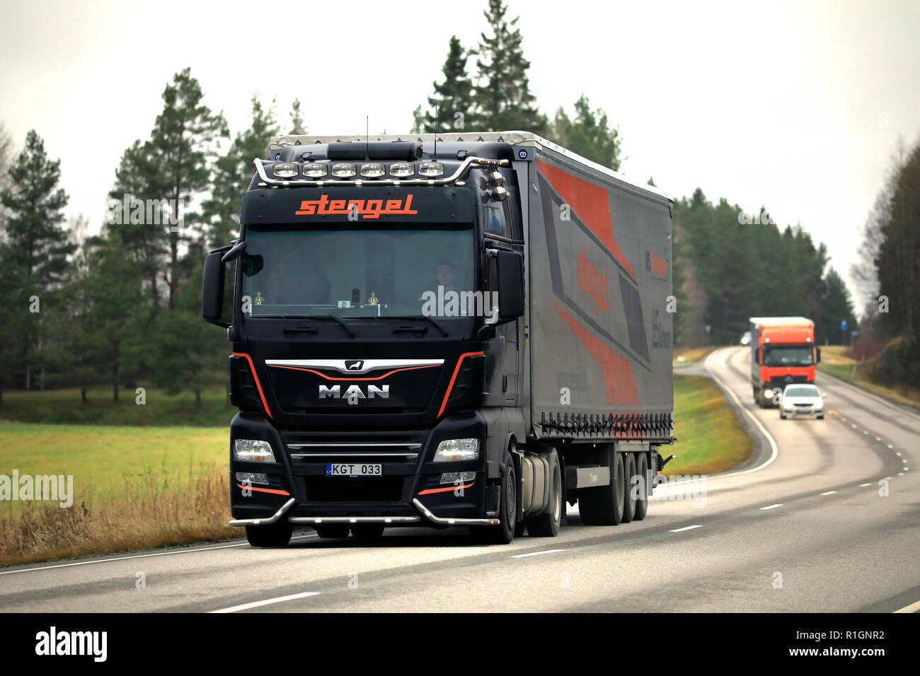 Salo, Finland - November 9, 2018: Customised MAN semi trailer truck of ...