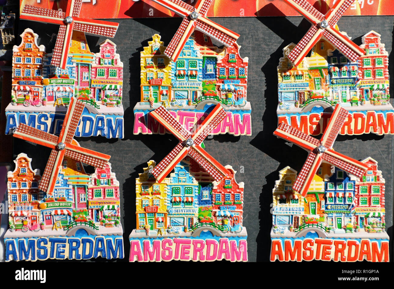 Windmill fridge magnets for sale in Amsterdam Stock Photo - Alamy