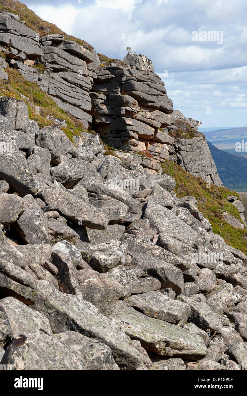 Granite Rock Falls, Chalamain Gap, Cairngorm Mountains, Scotland Stock ...