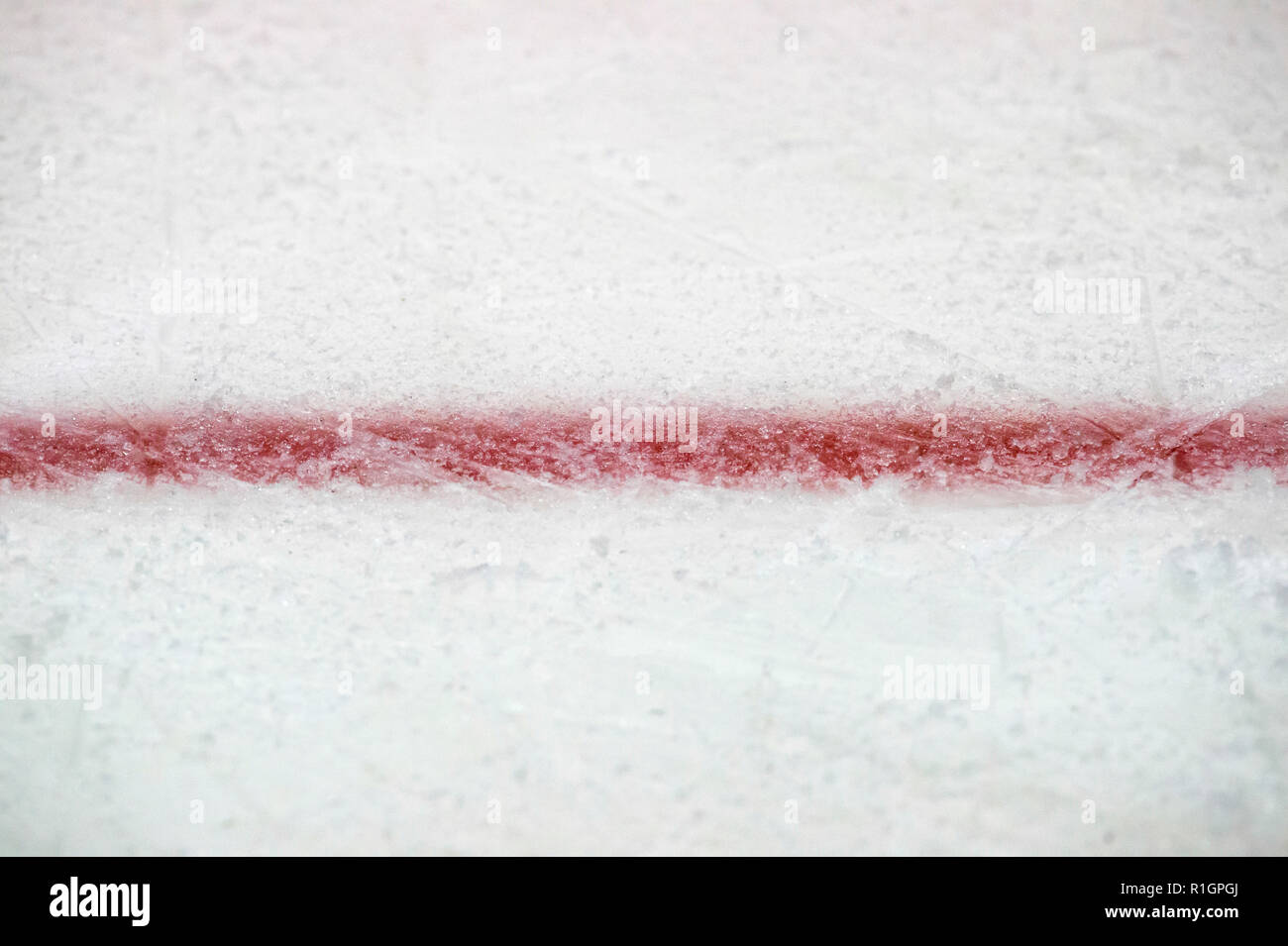 Ice hockey rink red markings closeup, winter sport background Stock ...