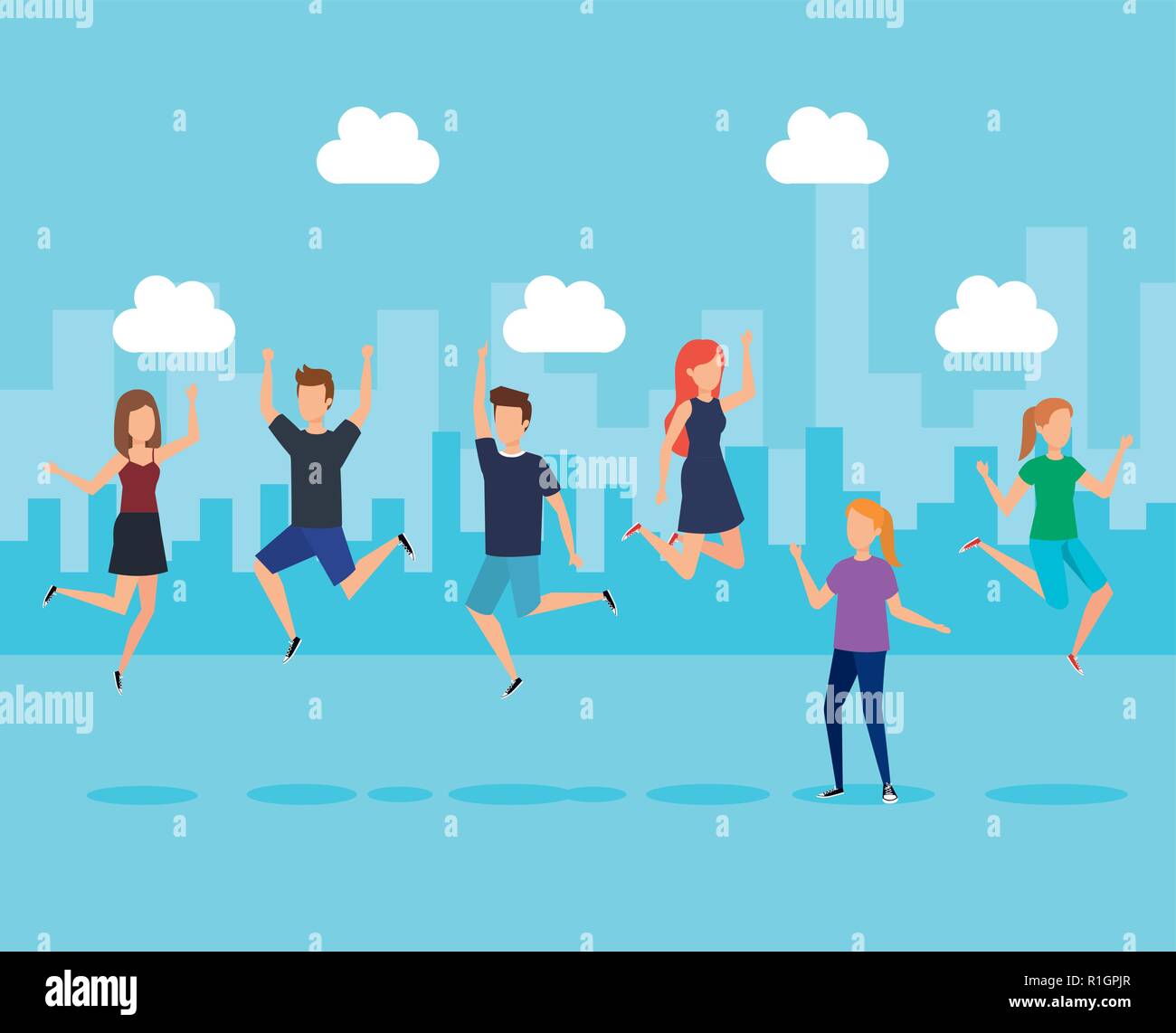 Young people happy jumping Stock Vector Image & Art - Alamy
