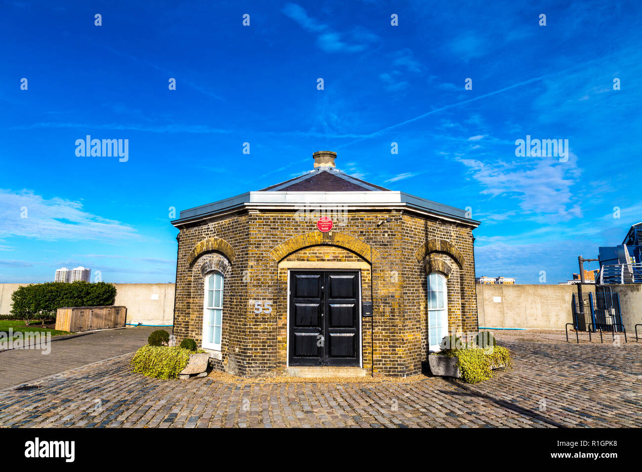 Grade II listed 19th century guardhouse in Woolwich, London, UK Stock ...