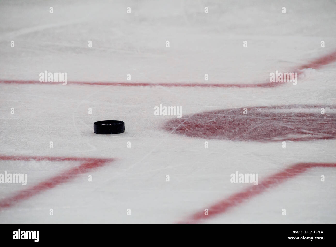 Hockey Puck Sliding On Ice