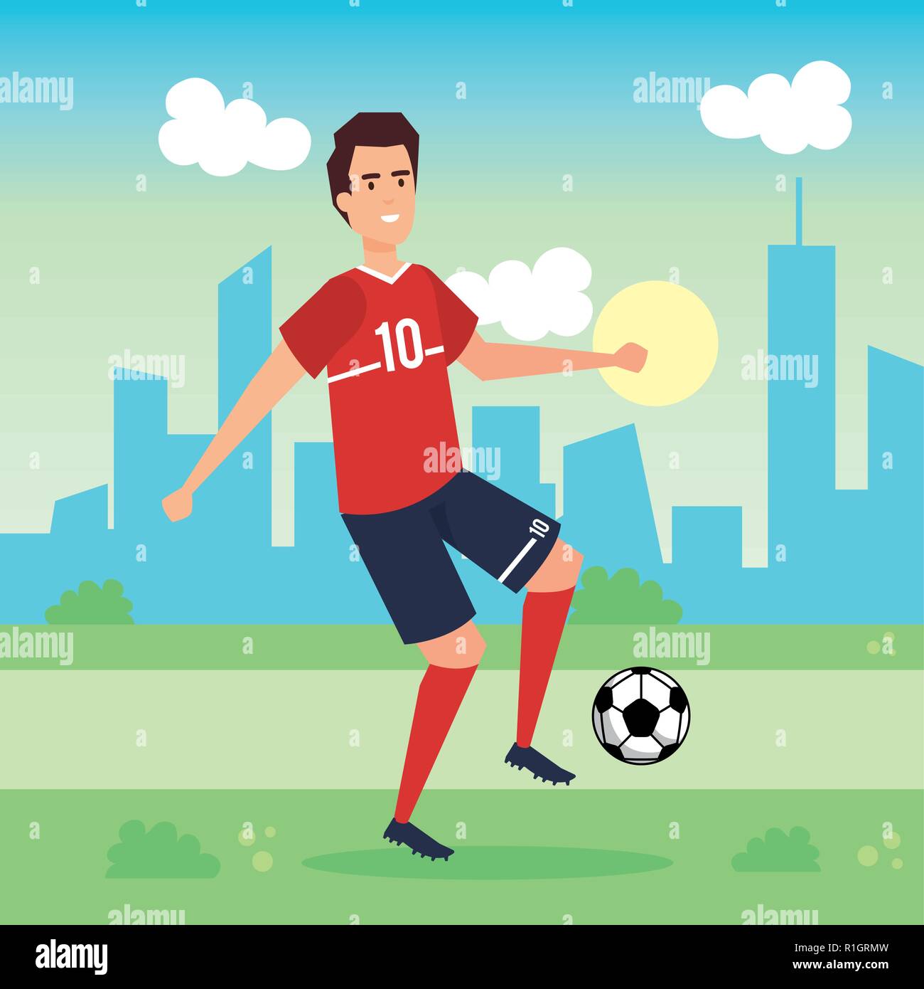 man practicing soccer football Stock Vector Image & Art - Alamy