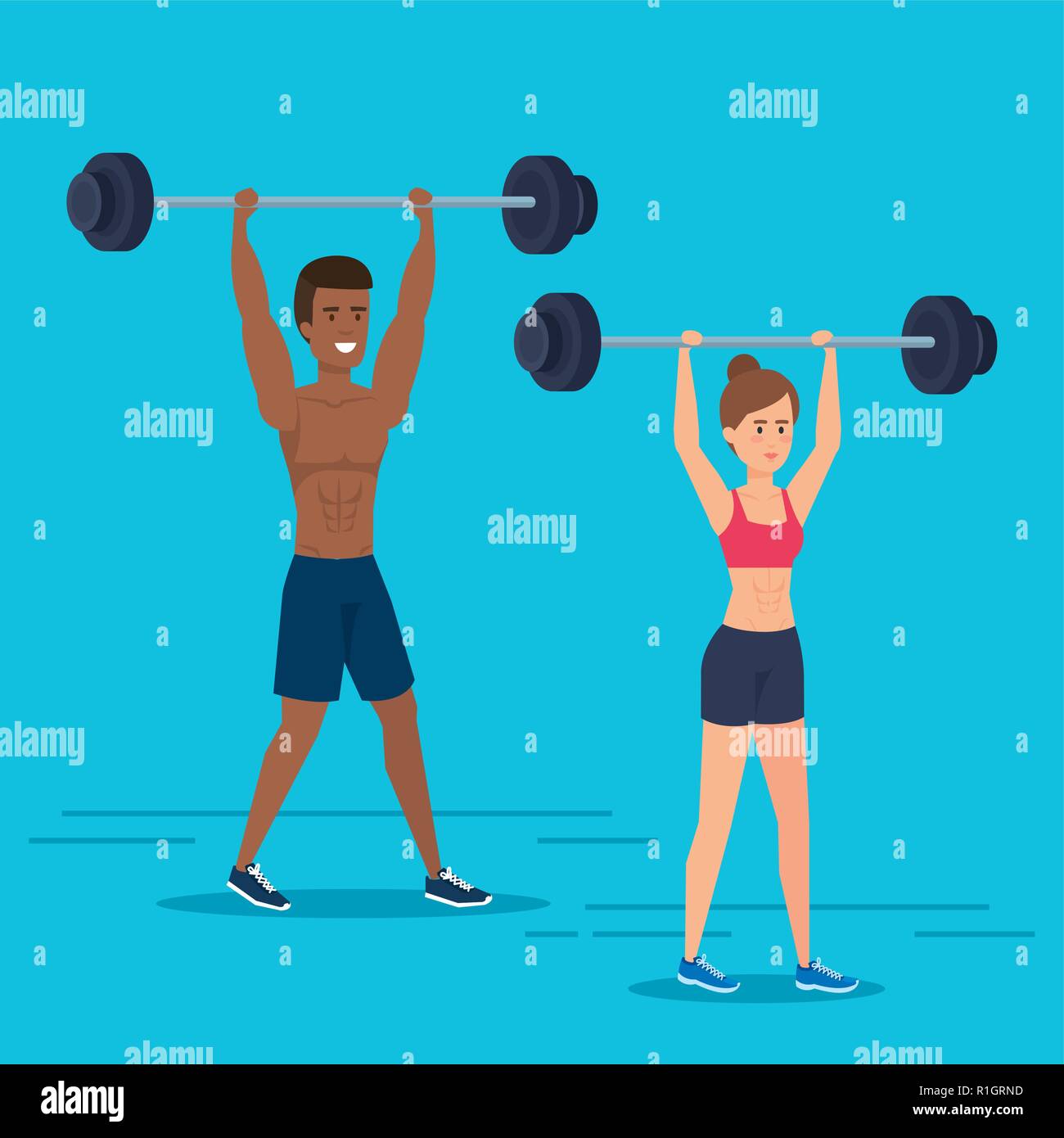 couple practicing exercise character Stock Vector Image & Art - Alamy