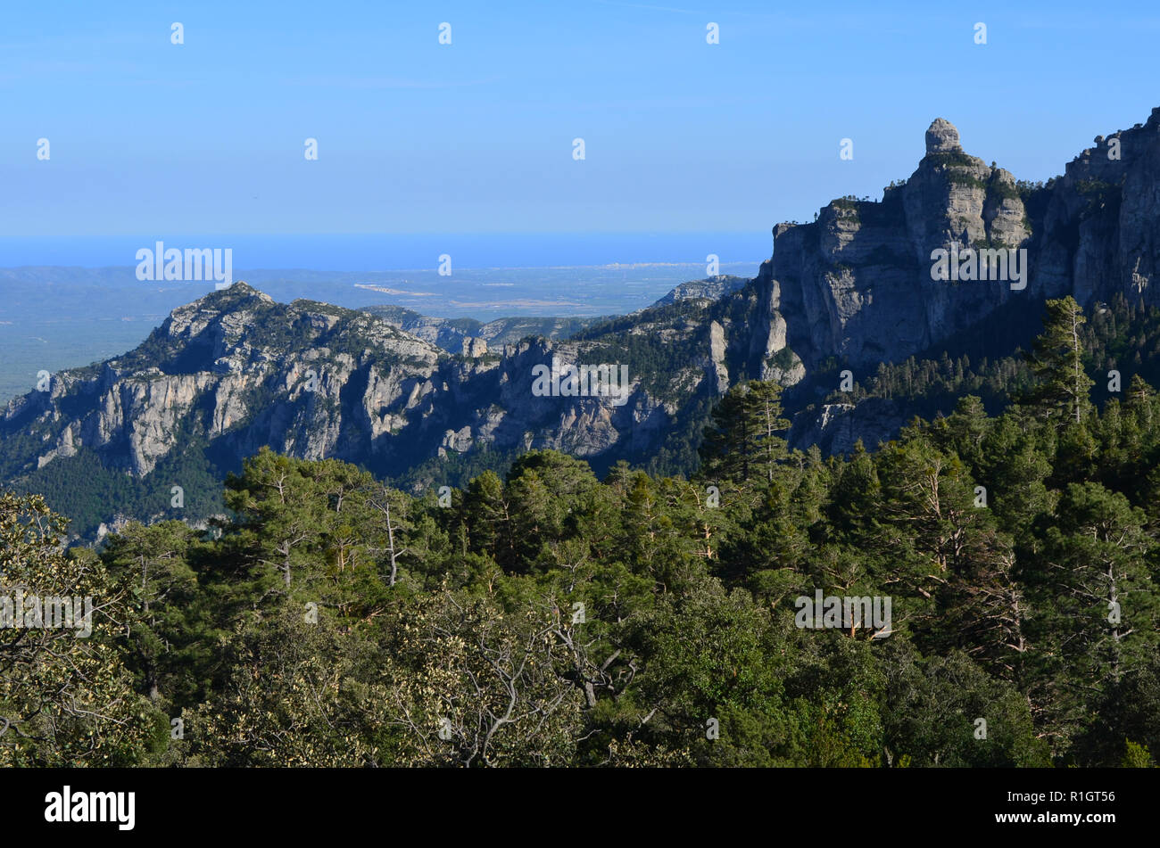 Els Ports Natural Park, a limestone mountain massif at the border ...
