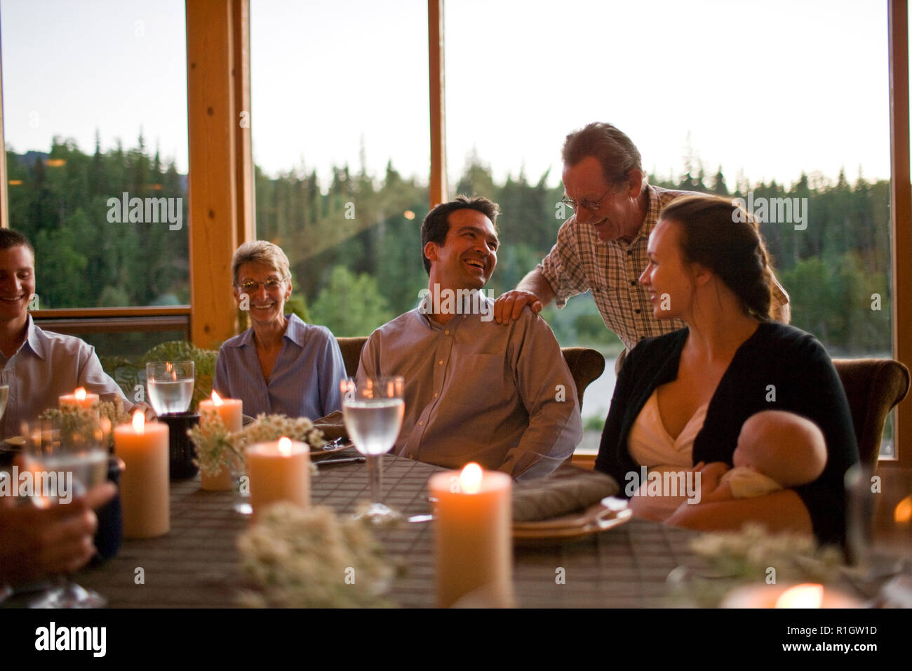 Multi-generational family dinner Stock Photo - Alamy