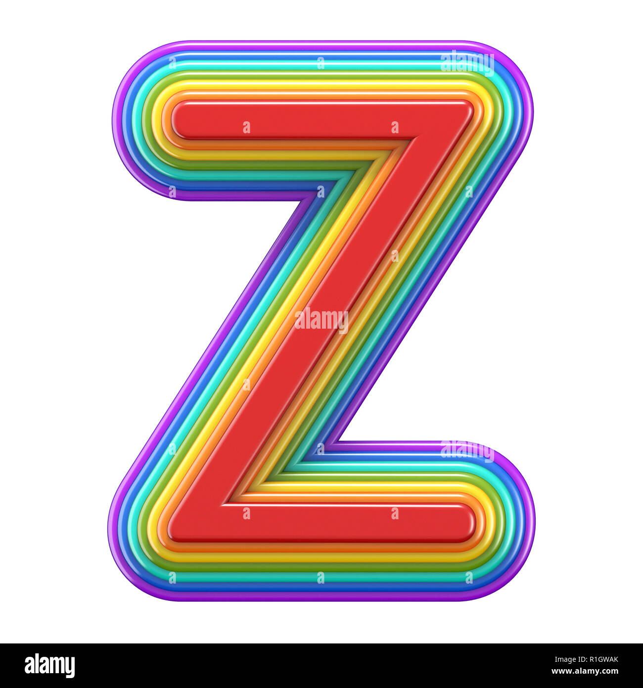Concentric rainbow font letter Z 3D rendering illustration isolated on ...