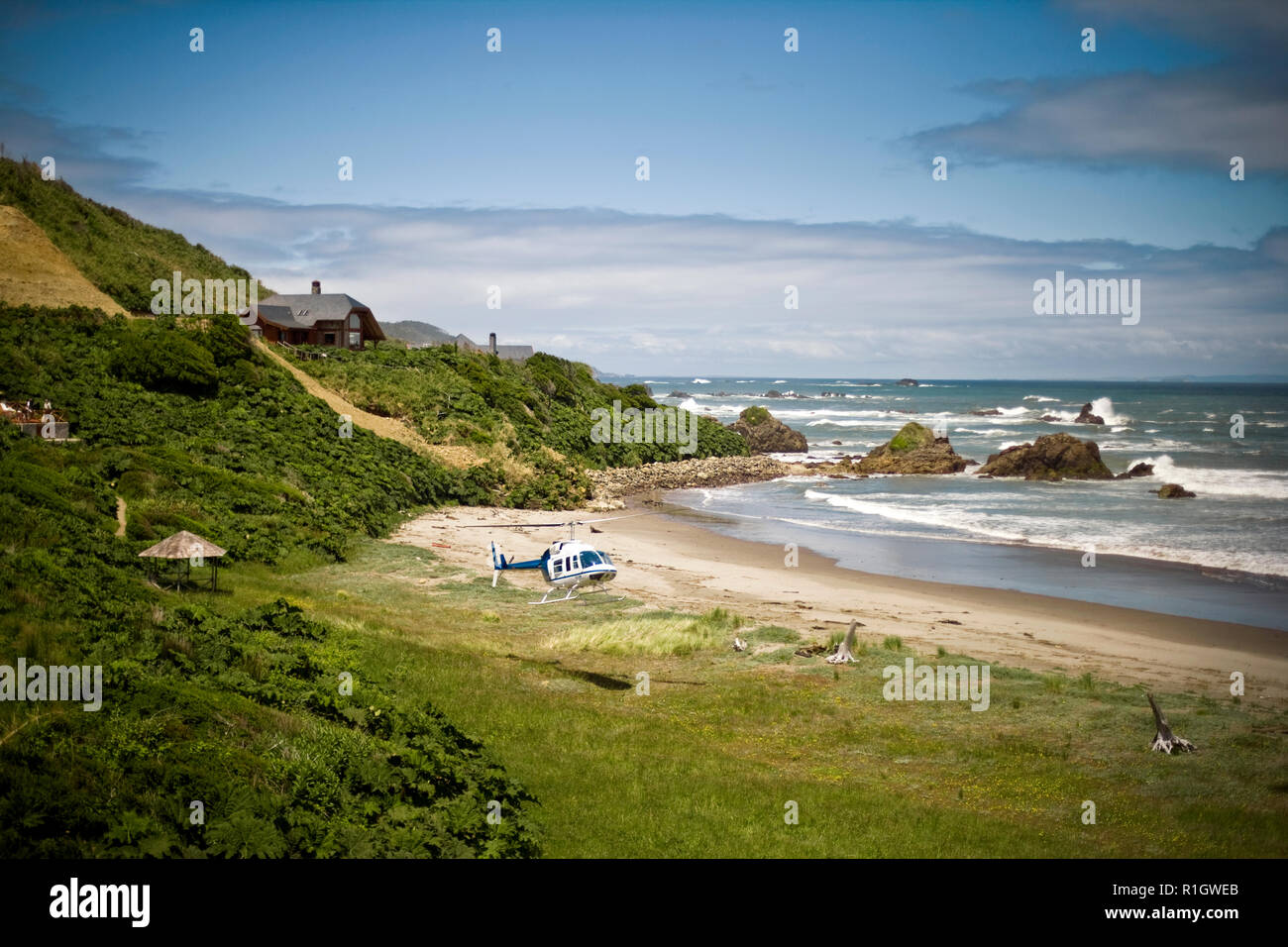 Helicopter landing on a beach Stock Photo - Alamy