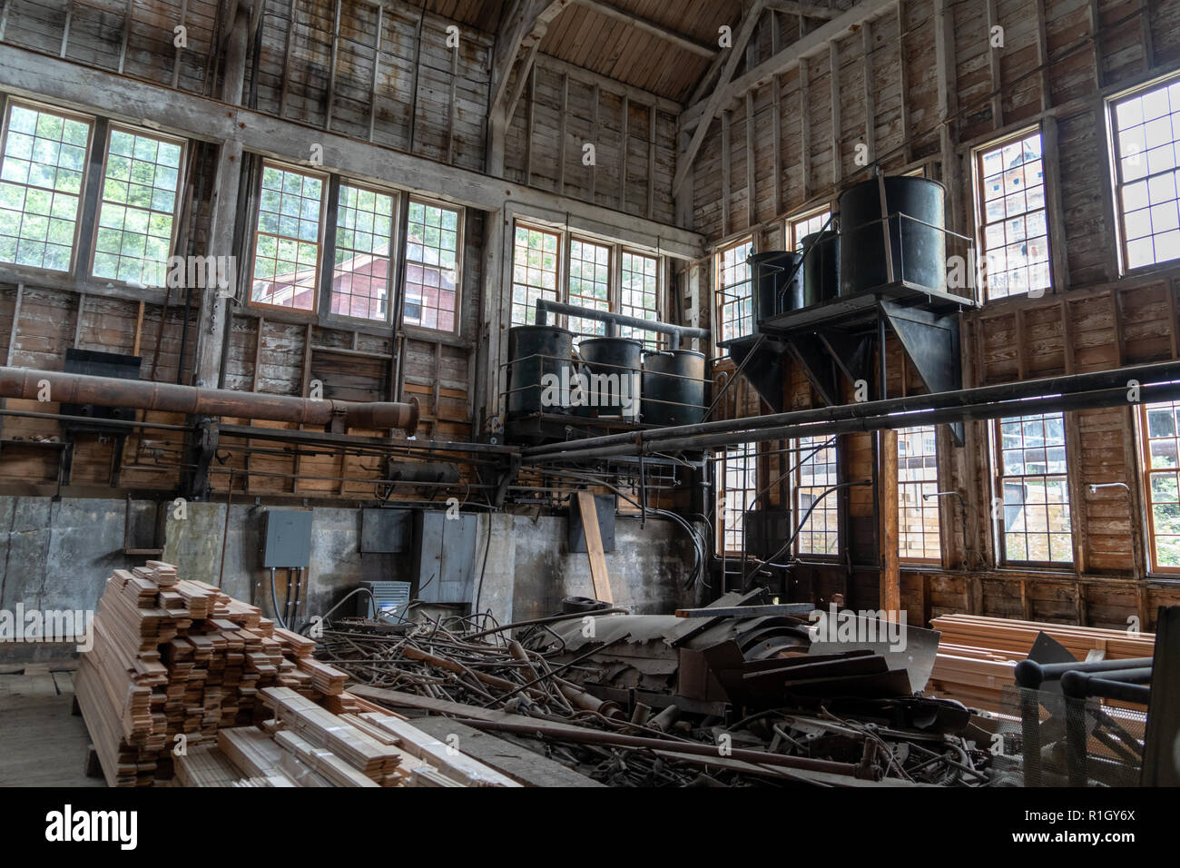 Inside the old steam generated power plant in the Kennecott Mine in ...