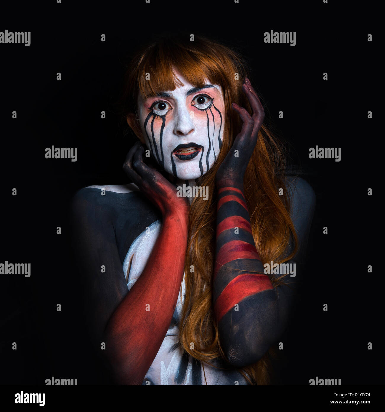 Female vampire blood face hi-res stock photography and images - Alamy