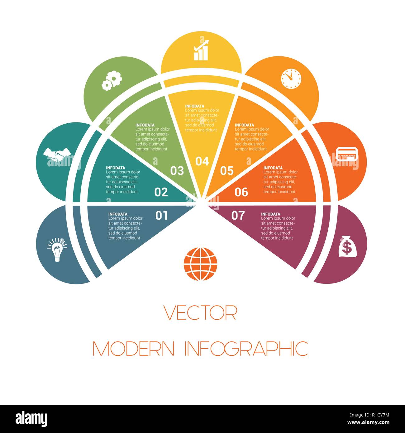 Infographics timeline seven options hi-res stock photography and images ...