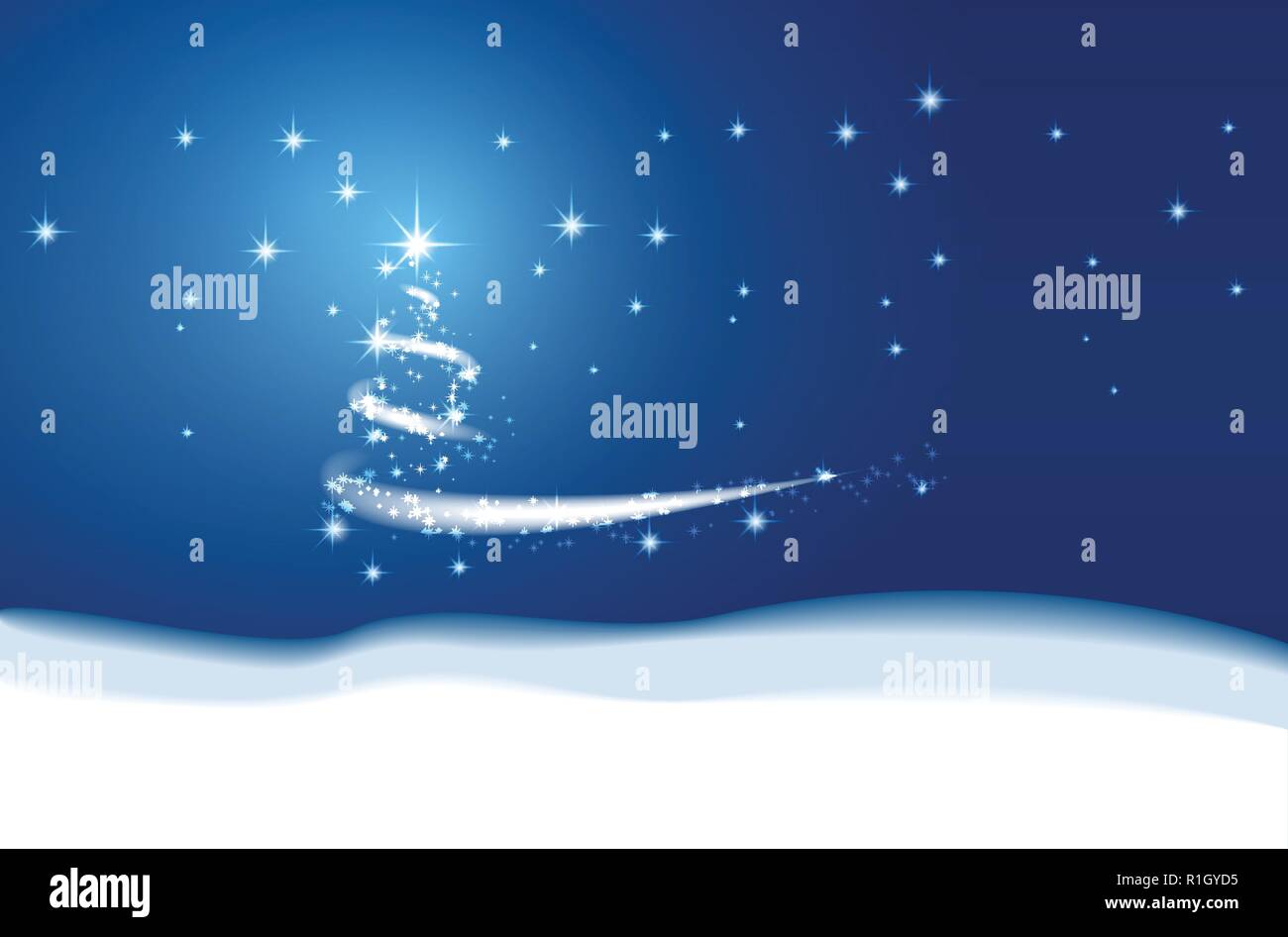 Christmas Blue background. Blizzard. Stars and snow Stock Vector Image ...