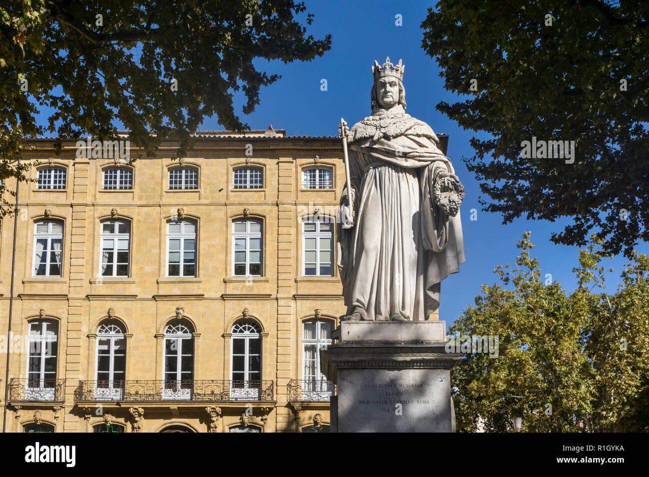 Statue of Rene of Anjou, Cours Mirabeau, Bouches-du-Rhône, France Stock ...