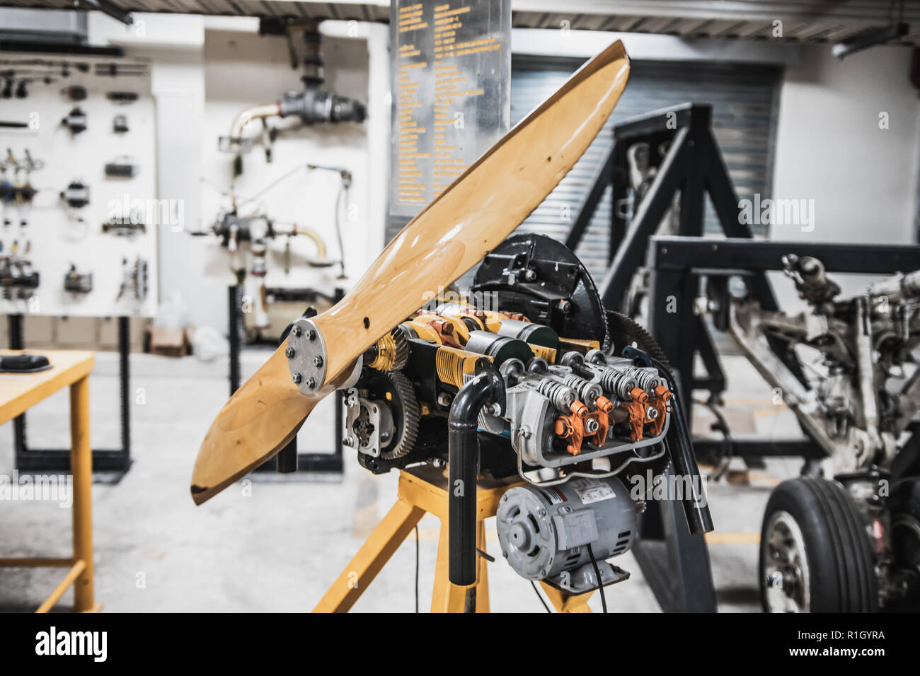 Prototype of aircraft turbo prop engine displayed in aircraft ...