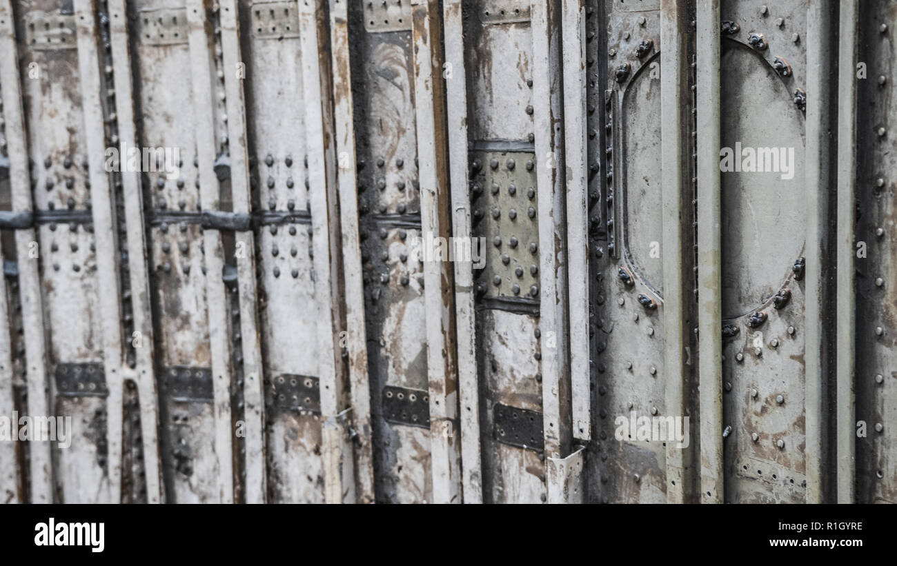 Aircraft cabin structure displayed in aerospace engineering classroom ...