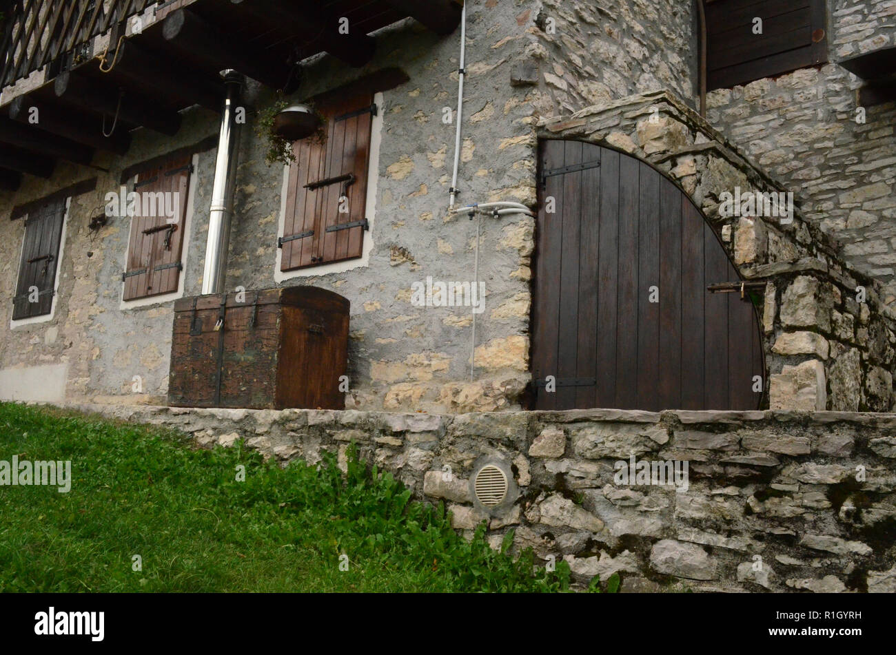 Stunning wood work on a house in Dolomites Italy Stock Photo - Alamy