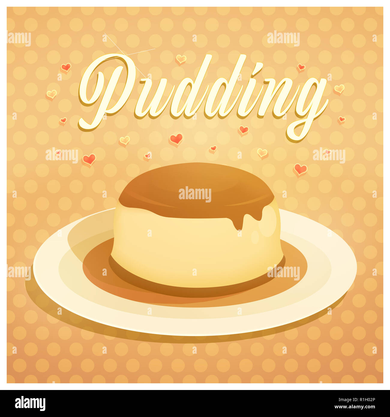 Milk Pudding, love pudding illustration. Dessert background Stock Photo ...
