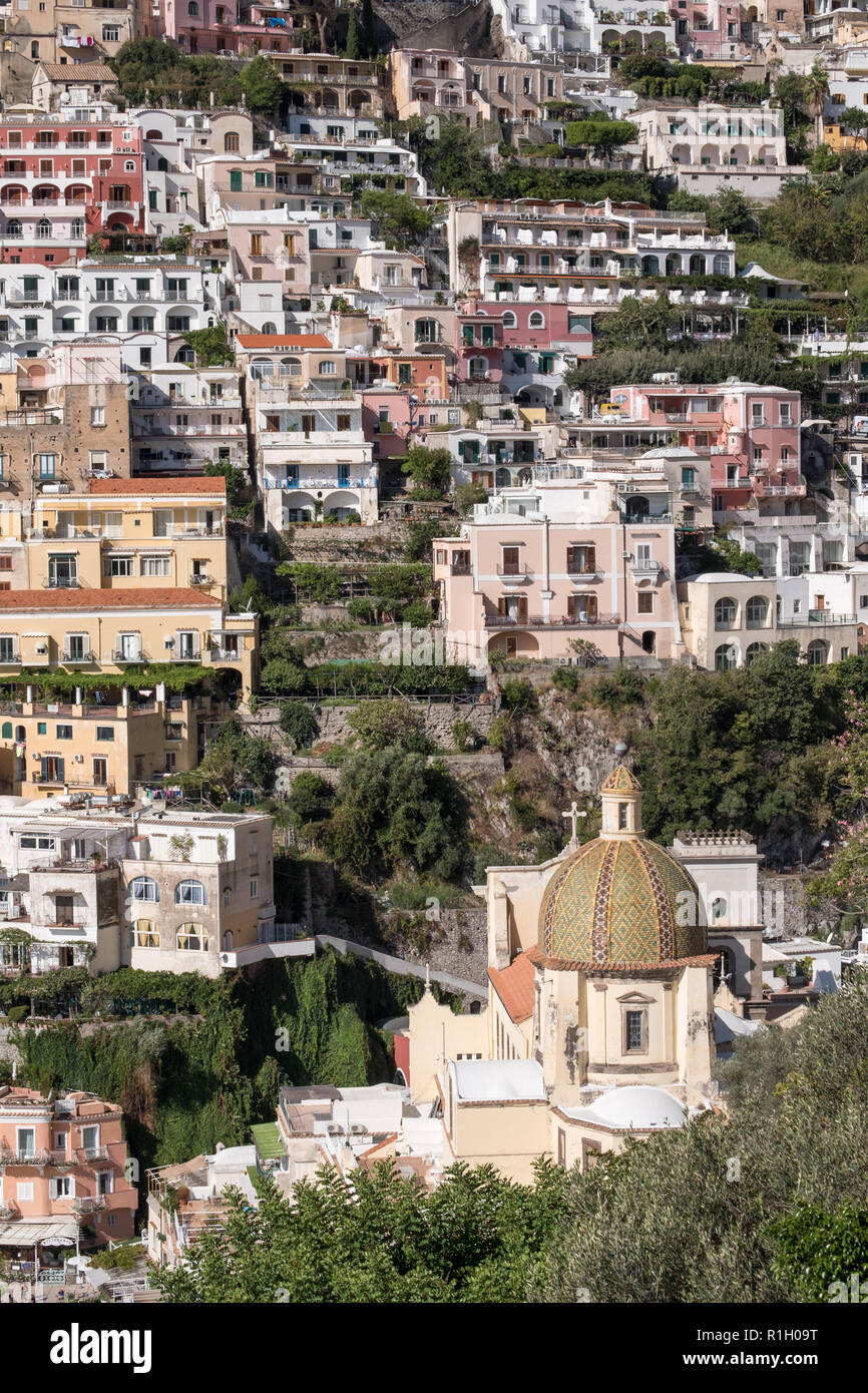 Colourful houses on the mountain side in the delightful town of ...