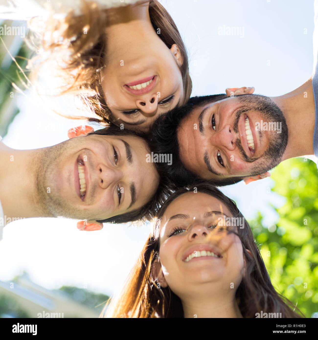 Outdoor portrait of a group of friends Stock Photo - Alamy
