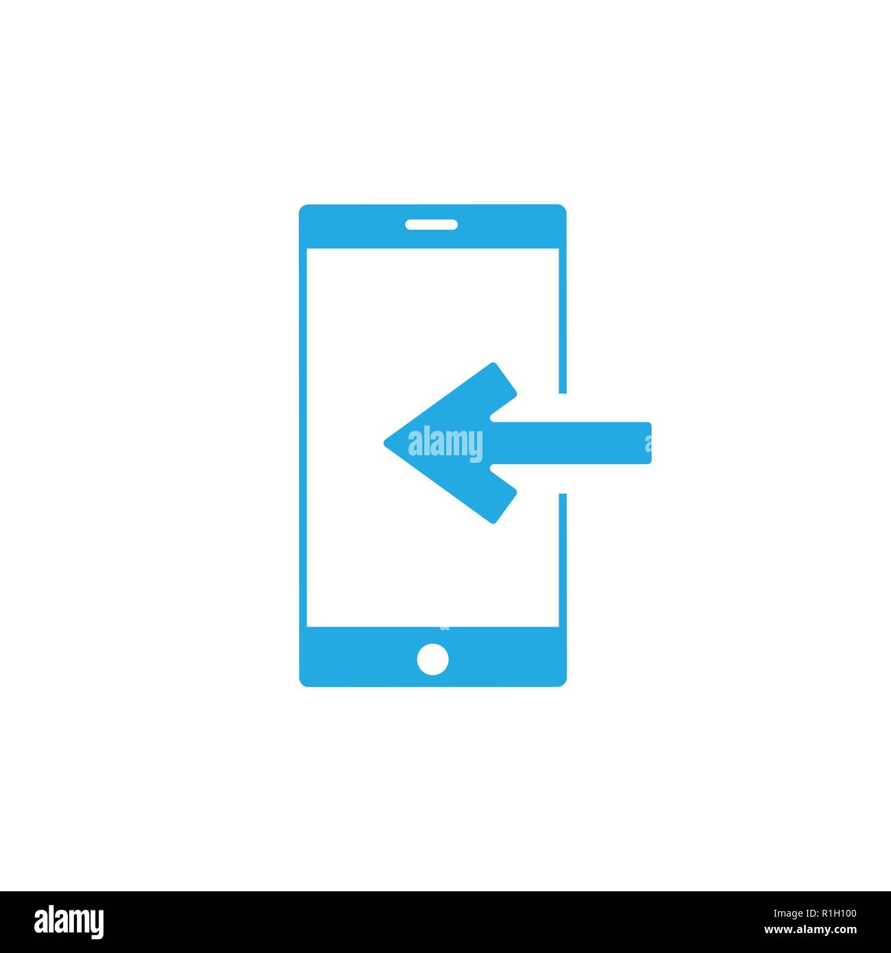 Smartphone icon with an arrow icon. File loading sign on the phone ...