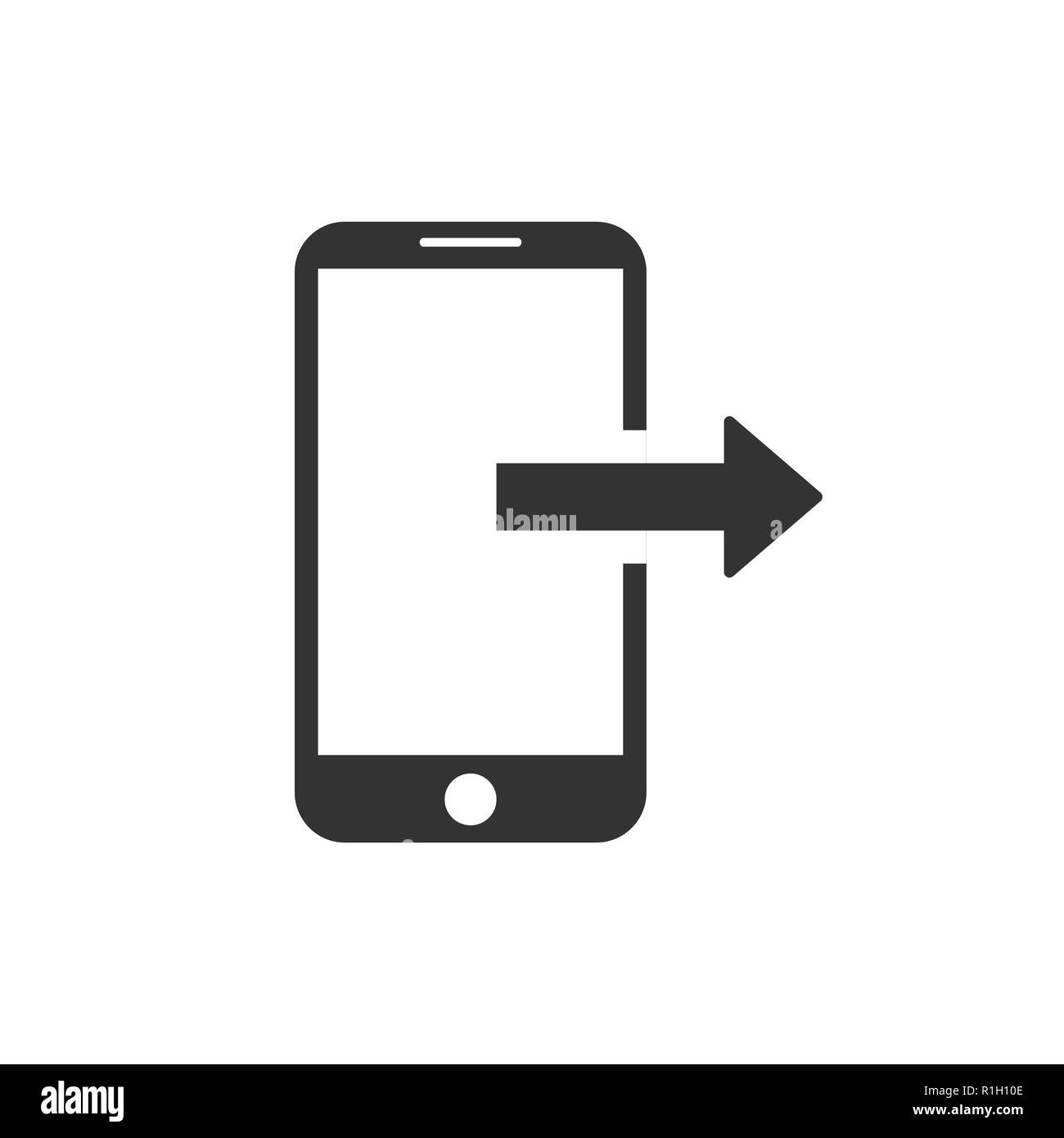 Smartphone icon with an arrow icon. File loading sign on the phone ...