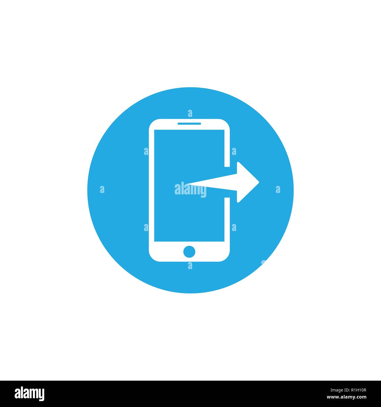 Smartphone icon with an arrow icon. File loading sign on the phone ...