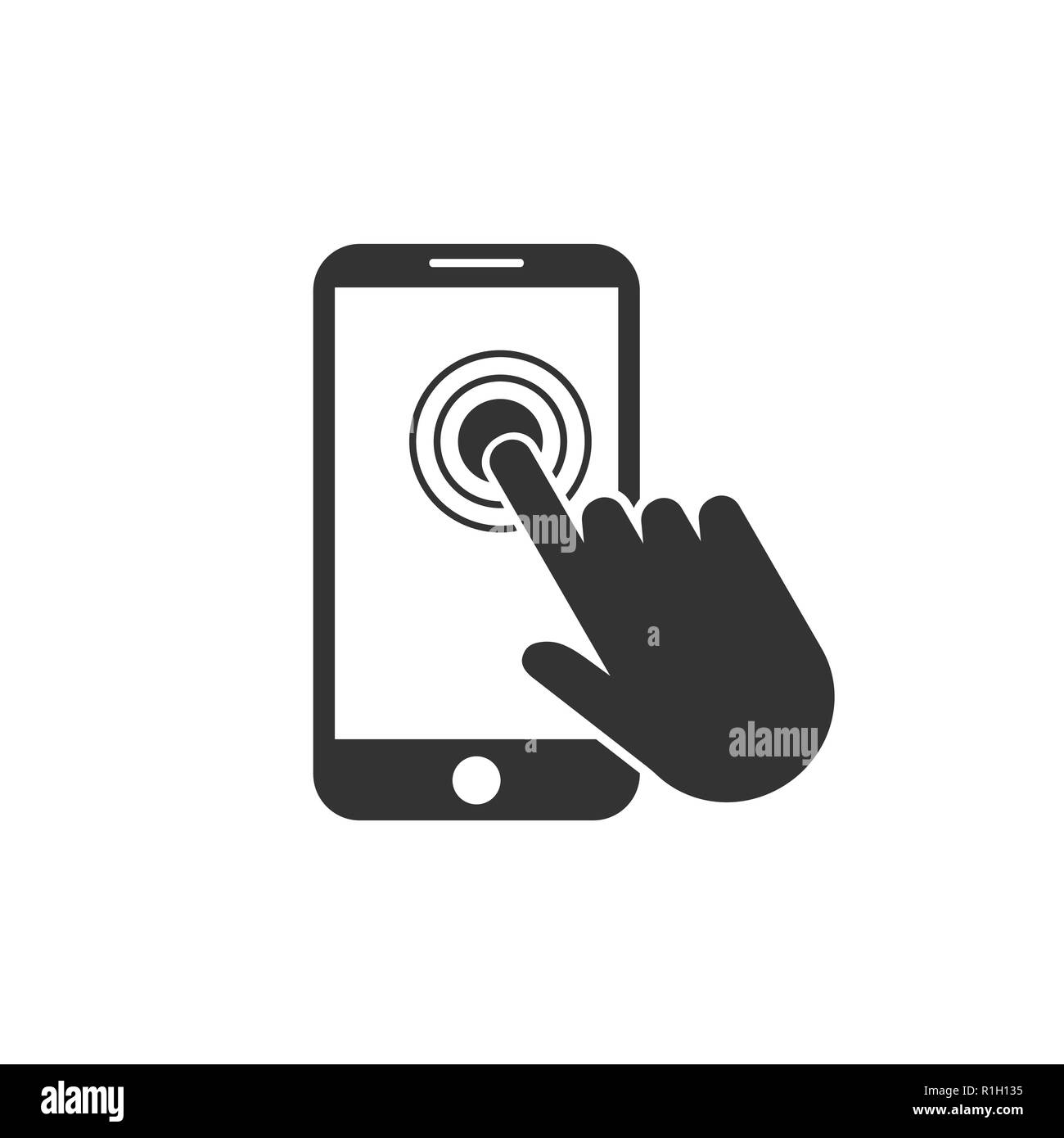 Mobile phone click icon. Vector illustration. Flat Stock Vector Image ...