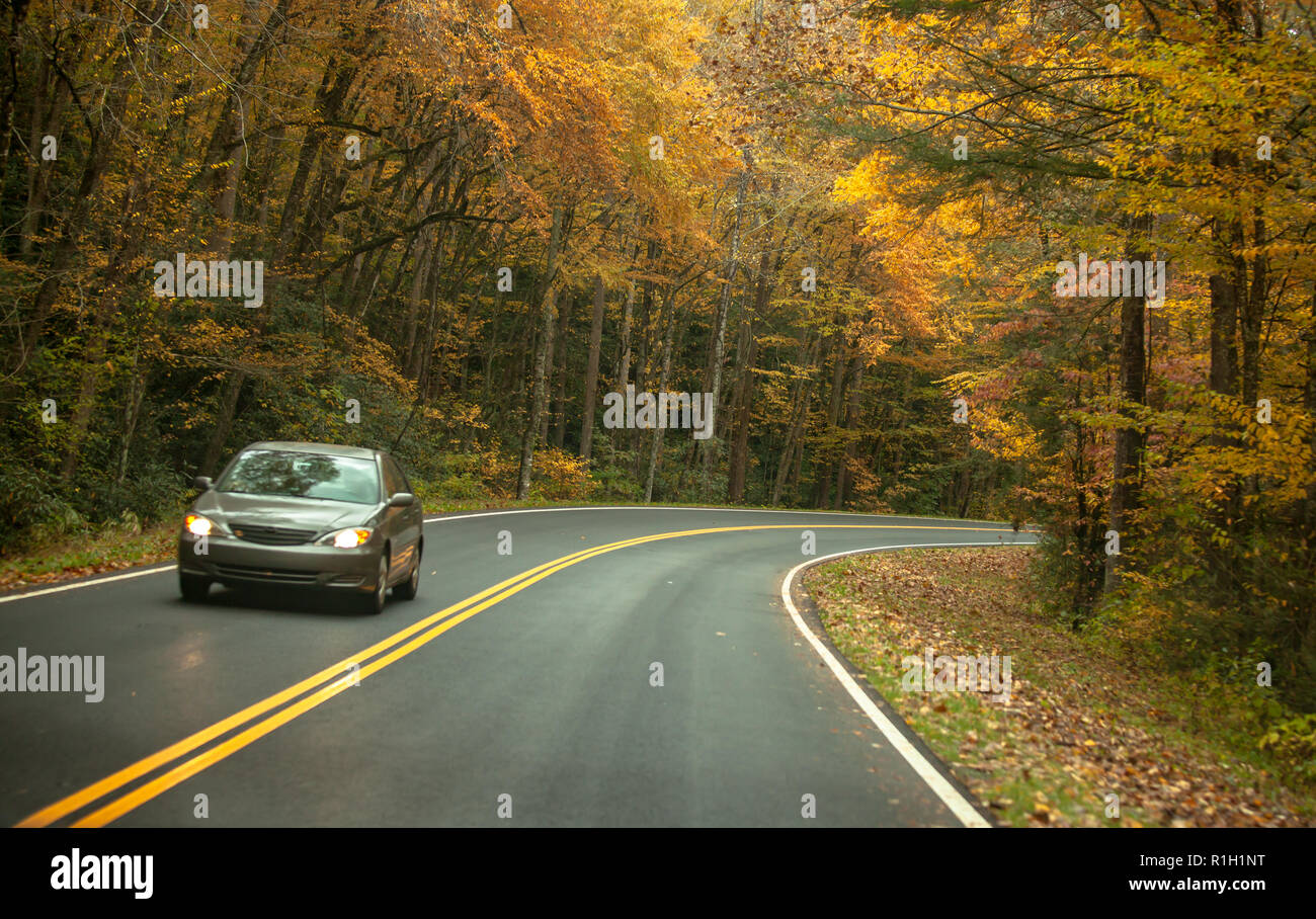 Road to smokey mountains during fall Stock Photo - Alamy