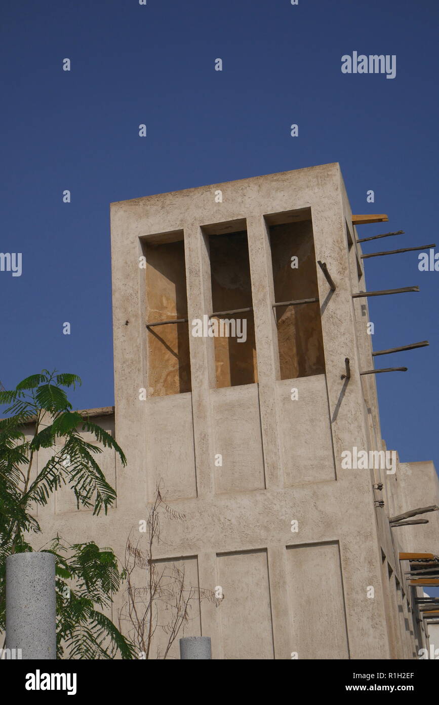 Wind tower of the Al Alawi House, located on the Pearl Trail, Muharraq ...