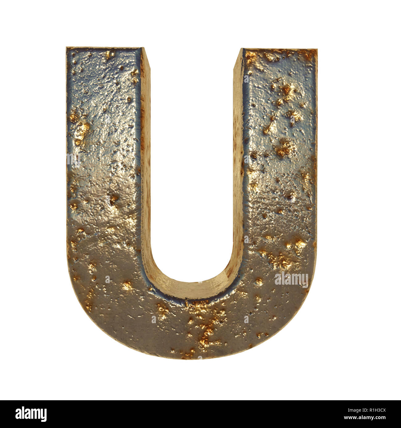 Rusted metal letter font. 3D rendering Stock Photo - Alamy