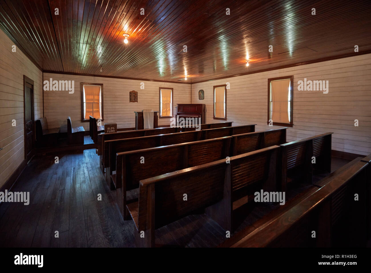 Interior of the East Tupelo First Assembly of God church, where Elvis ...