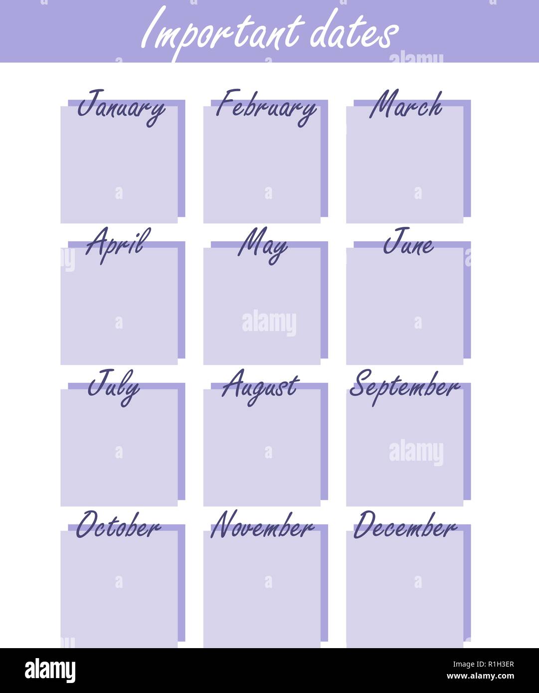 violet pattern. calendar with birthdays and other events in a ...