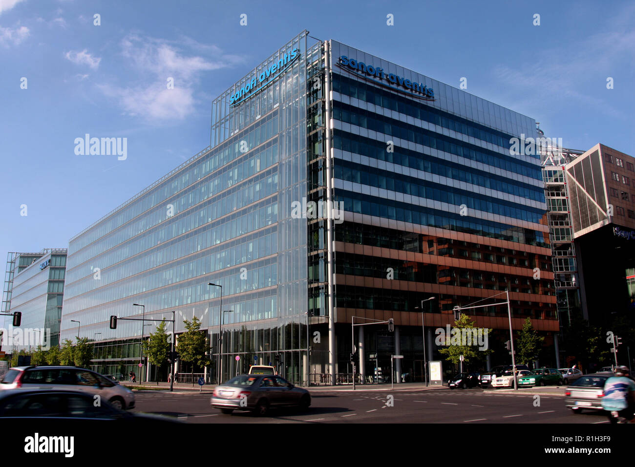 This huge, modern, glass building is the home of Sanofi-Aventis who are ...