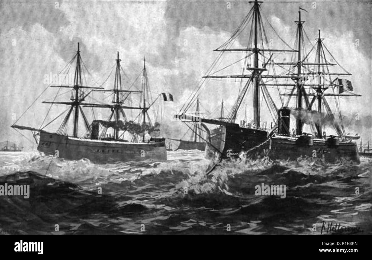 French warships at sea in 1870 Stock Photo - Alamy