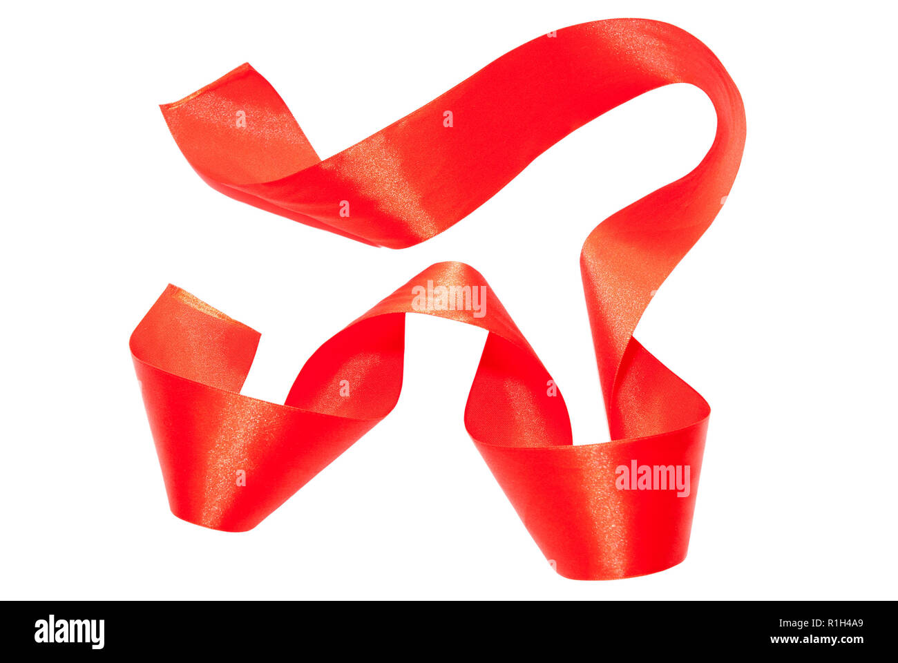 red ribbon isolated on a white background Stock Photo - Alamy