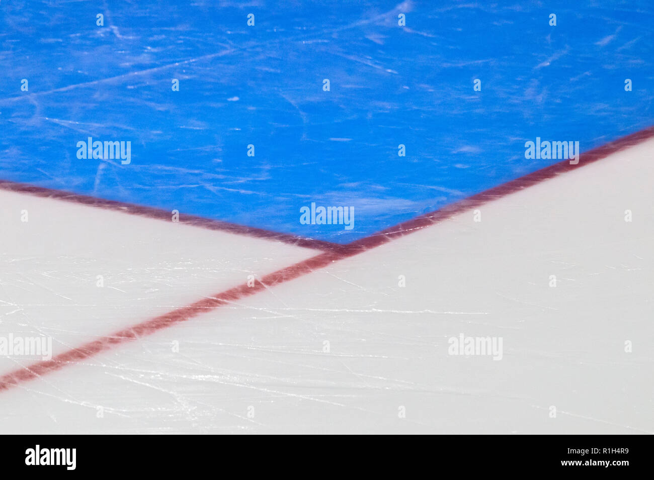 Red goal line on ice hockey rink. Winter sport Stock Photo - Alamy