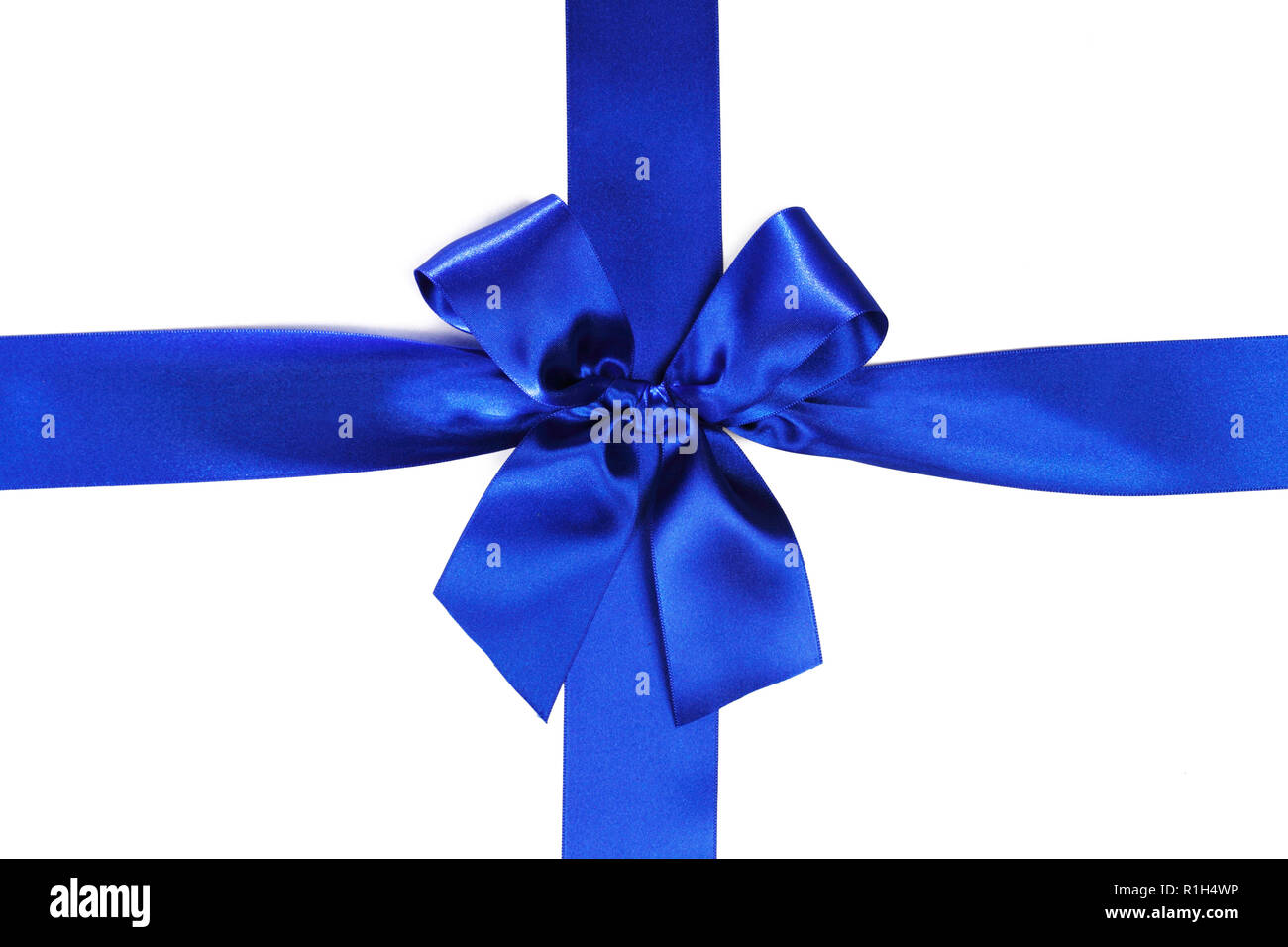 Shiny blue satin ribbon and bow isolated on white background Stock ...