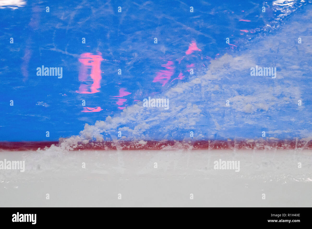 Red goal line on ice hockey rink. Winter sport Stock Photo - Alamy