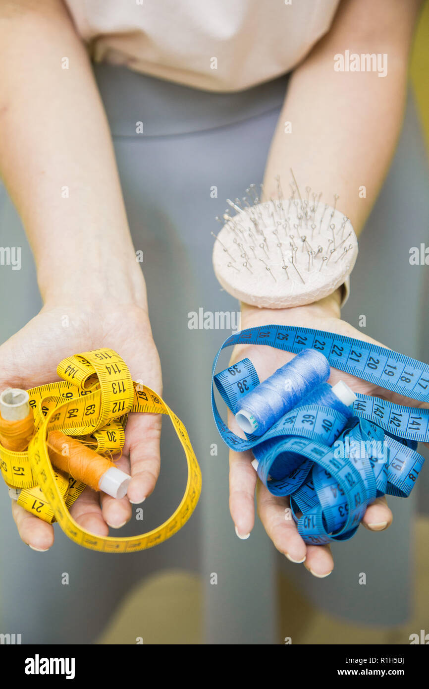 Sewing machine closeup measuring tape hi-res stock photography and ...