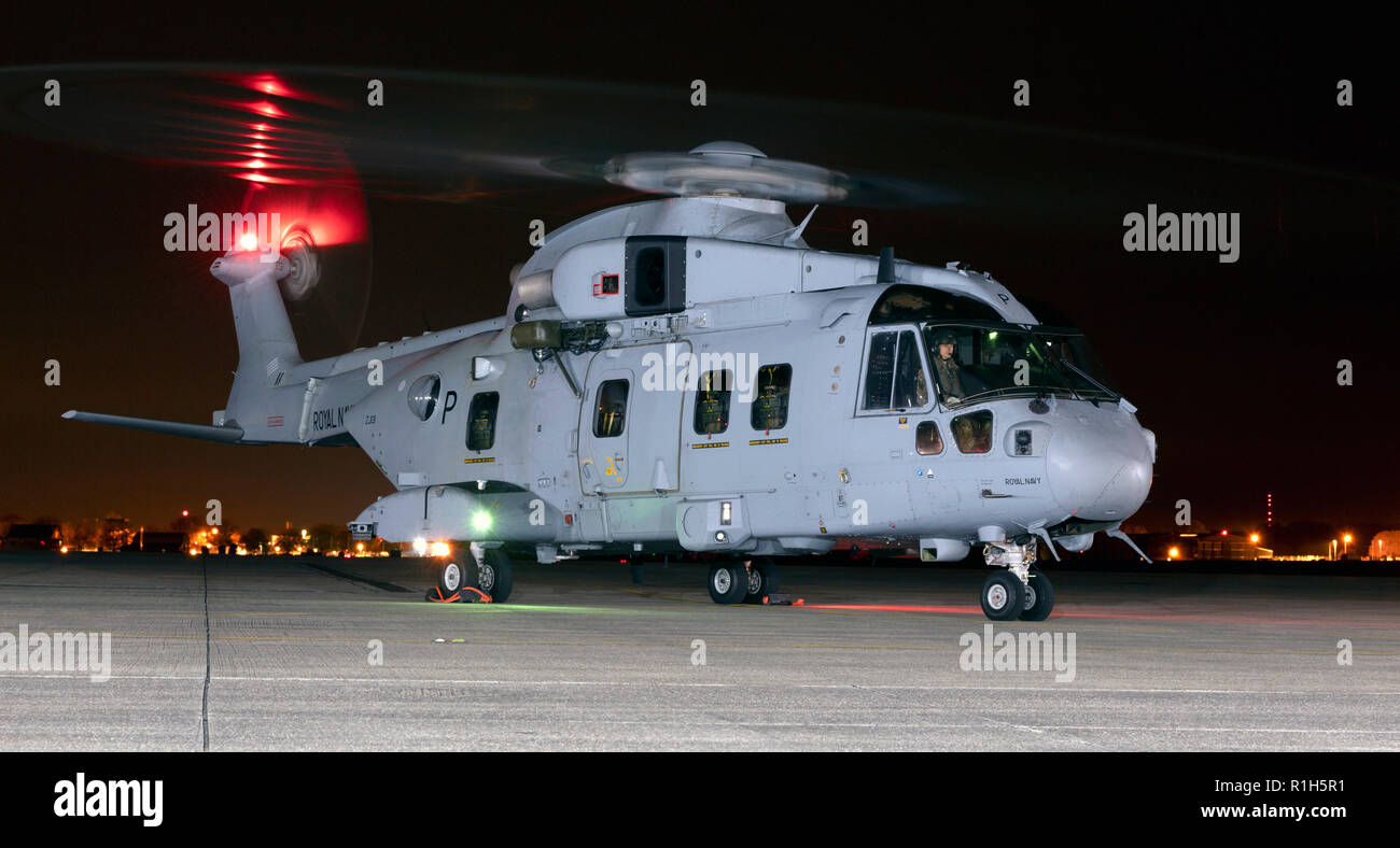 Royal Navy Merlin MK4 Commando Helicopter Stock Photo - Alamy