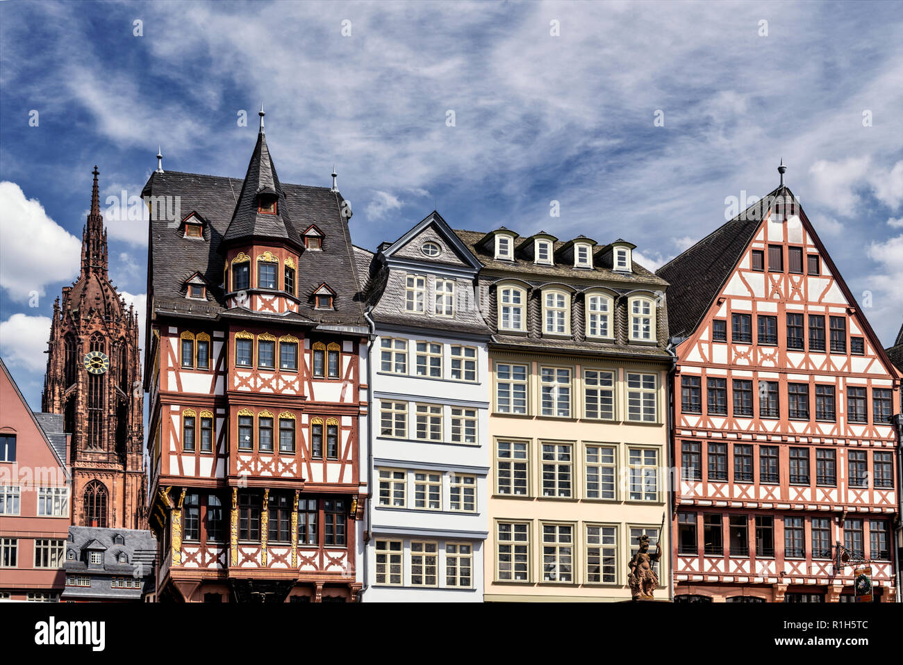 historic buildings at Roemerberg, Frankfurt, Hessen, Germany Stock ...