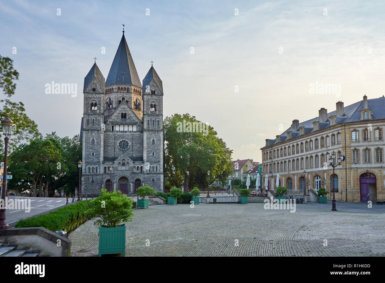 Protestant New Temple (Temple Neuf) Church Front View at Metz France ...