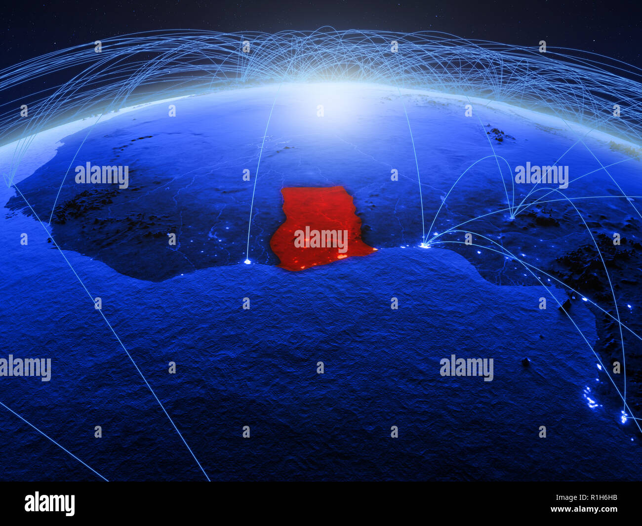 Ghana network map hi-res stock photography and images - Alamy