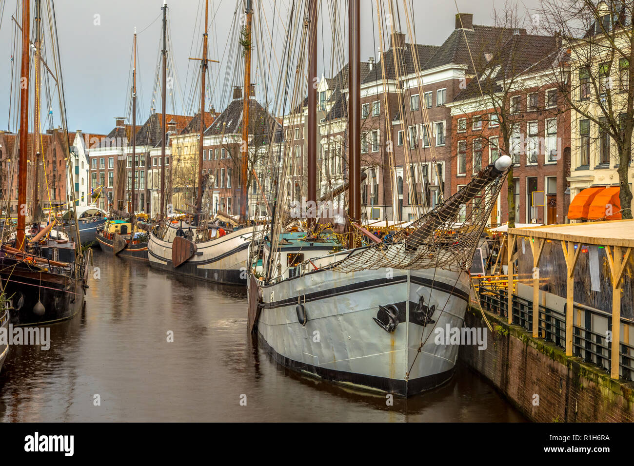 Historic sailing ships at the annual Winterwelvaart festival around ...