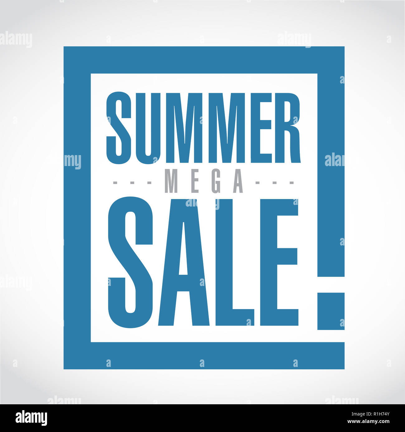 Summer mega Sale exclamation box message isolated over a white ...